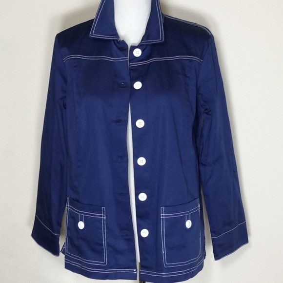 Koret | Jackets & Coats | Koret Blue Jacket Wwhite Stitching Buttons ...